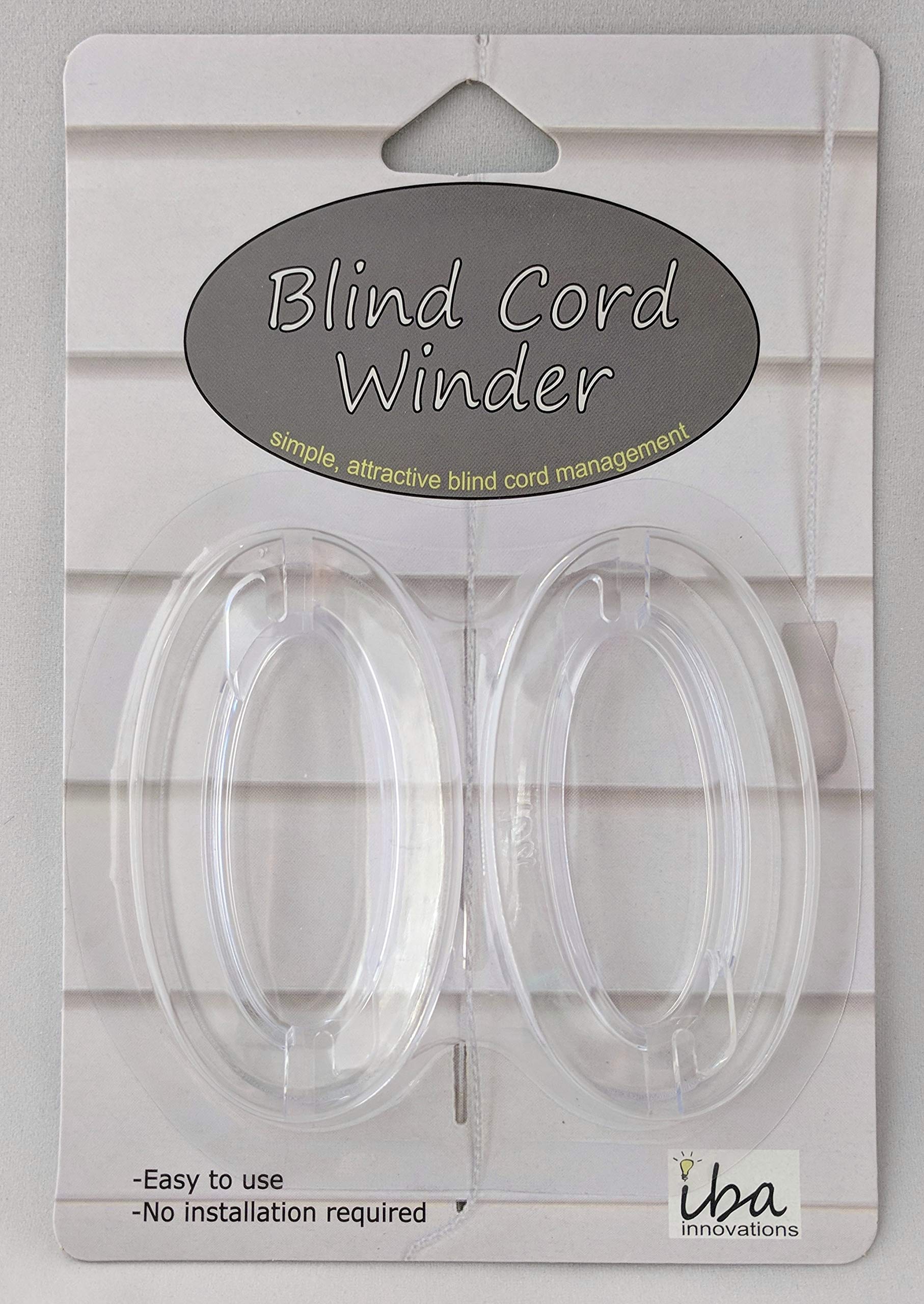 Iba Innovations Blind Cord Winder - No Wall Damage Safety Blind Cord Wrap Cleat Alternative (Clear, 2 - Pack)