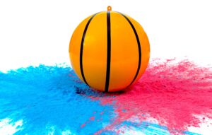 gender reveal basketball with powder | exploding basketballs kit | includes both pink and blue color packs + one basketball shell