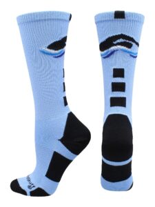 madsportsstuff swimmer logo athletic crew socks (columbia blue/black, small)