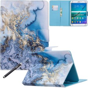 universal case for 6.5-7.5'' tablet, newshine colorful wallet stand cover for 7.0'' samsung galaxy tablet, amazon kindle fire 7/hdx 7 and other around 7 inch models - blue marble