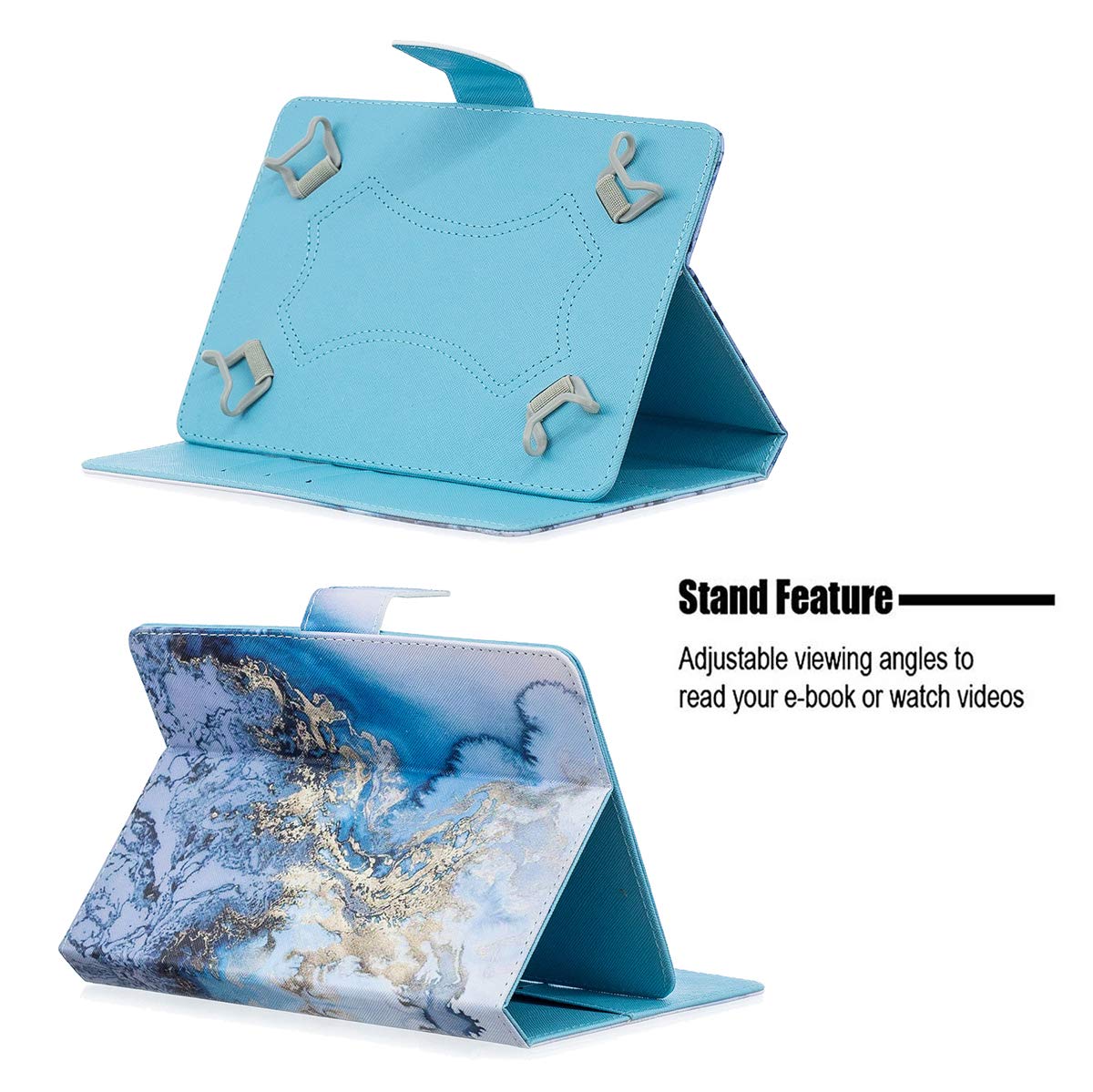 Universal Case for 6.5-7.5'' Tablet, Newshine Colorful Wallet Stand Cover for 7.0'' Samsung Galaxy Tablet, Amazon Kindle Fire 7/HDX 7 and other Around 7 Inch Models - Blue Marble