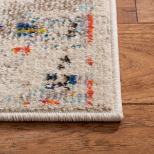 SAFAVIEH Madison Collection Area Rug - 5'3" x 7'6", Cream & Blue, Boho Distressed Medallion Design, Non-Shedding & Easy Care, Ideal for High Traffic Areas in Living Room, Bedroom (MAD474B)