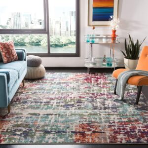 safavieh madison collection area rug - 5'3" x 7'6", blue & green, modern abstract design, non-shedding & easy care, ideal for high traffic areas in living room, bedroom (mad469a)