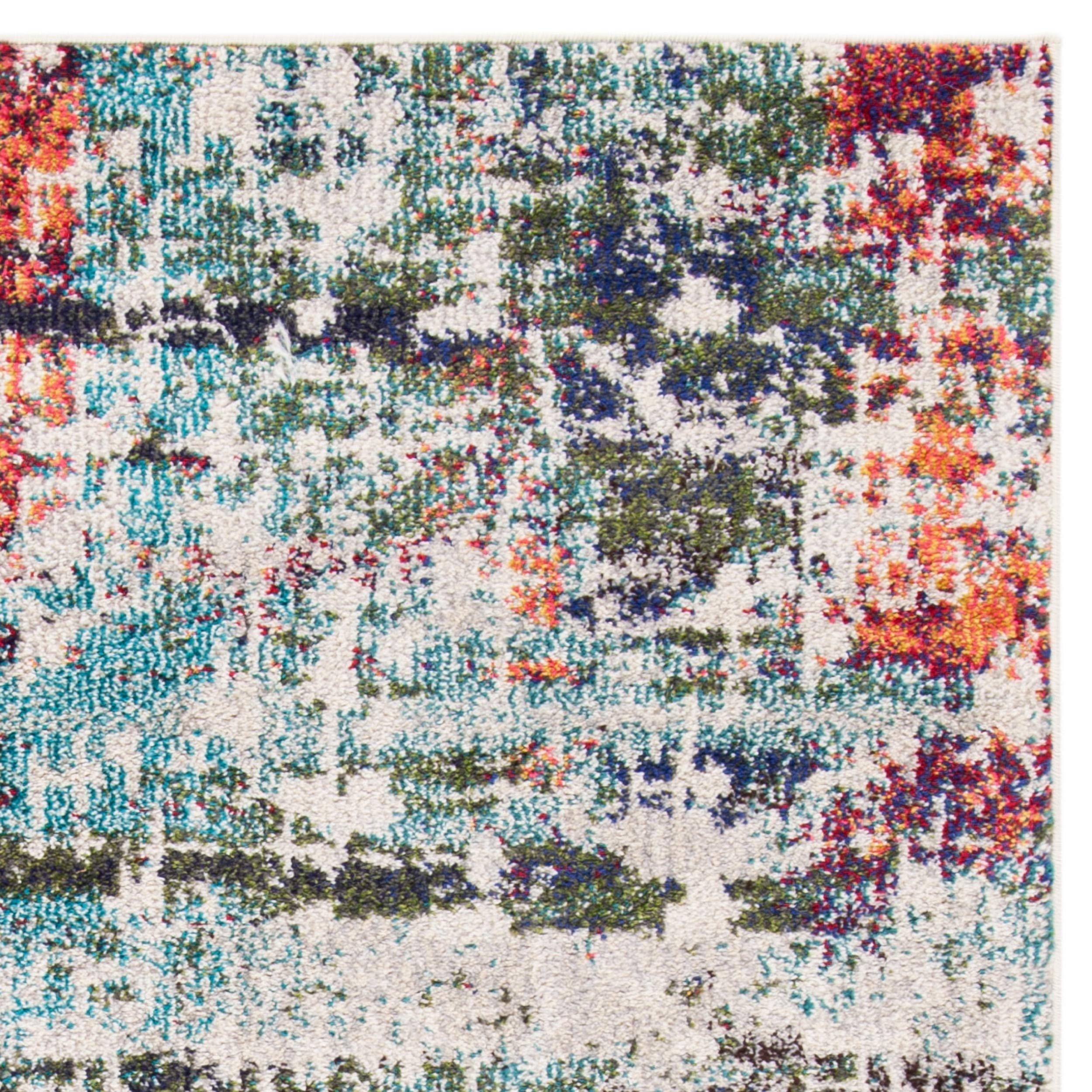 SAFAVIEH Madison Collection Area Rug - 5'3" x 7'6", Blue & Green, Modern Abstract Design, Non-Shedding & Easy Care, Ideal for High Traffic Areas in Living Room, Bedroom (MAD469A)