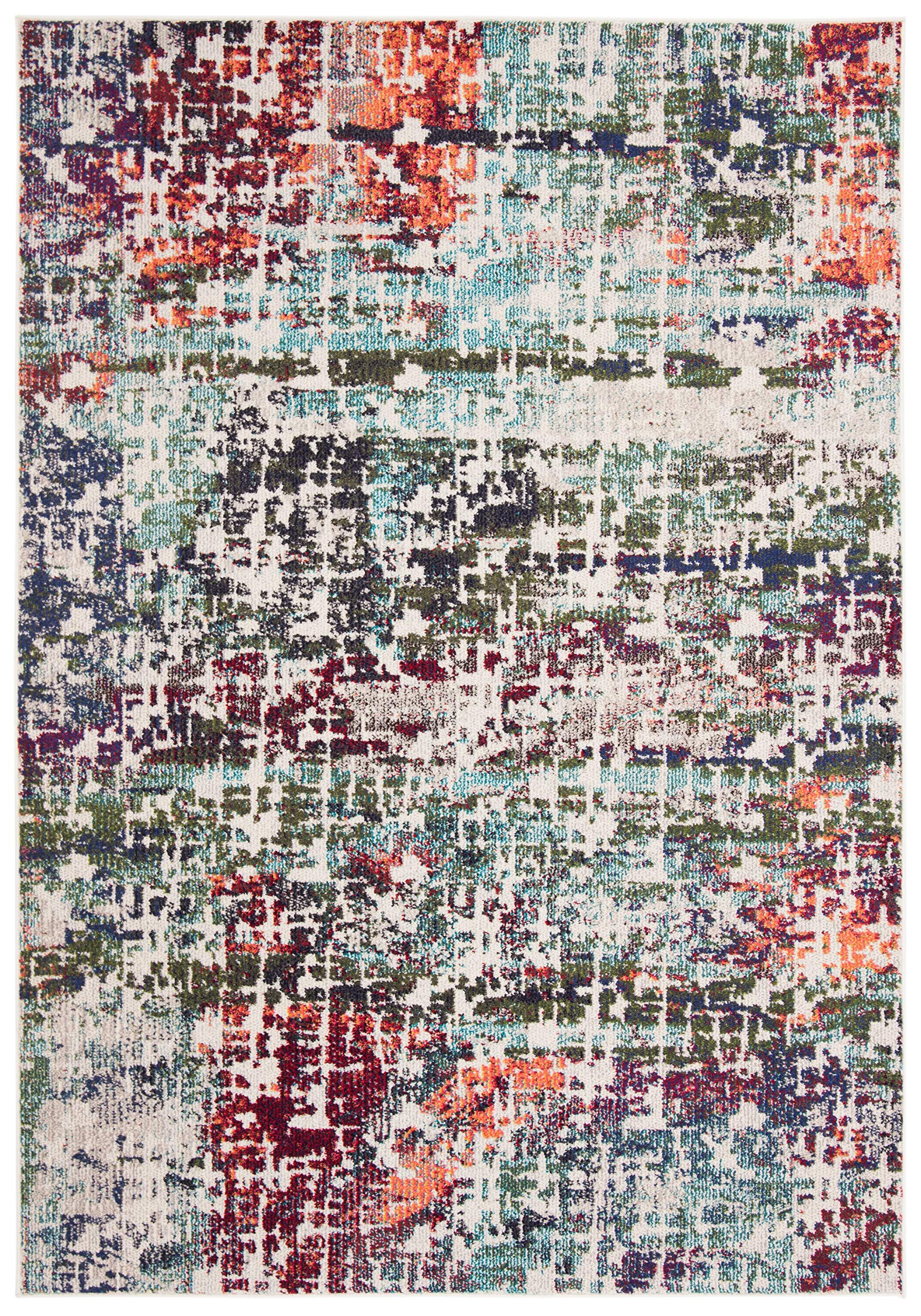 SAFAVIEH Madison Collection Area Rug - 5'3" x 7'6", Blue & Green, Modern Abstract Design, Non-Shedding & Easy Care, Ideal for High Traffic Areas in Living Room, Bedroom (MAD469A)