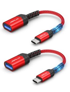 jsaux usb c to usb adapter, [0.5ft 2 pack] type c 3.0 otg cable on the go type c male to usb a female adapter compatible with macbook pro 2018 2017,samsung galaxy s20 s20+ ultra s8 s9 note 10 -red