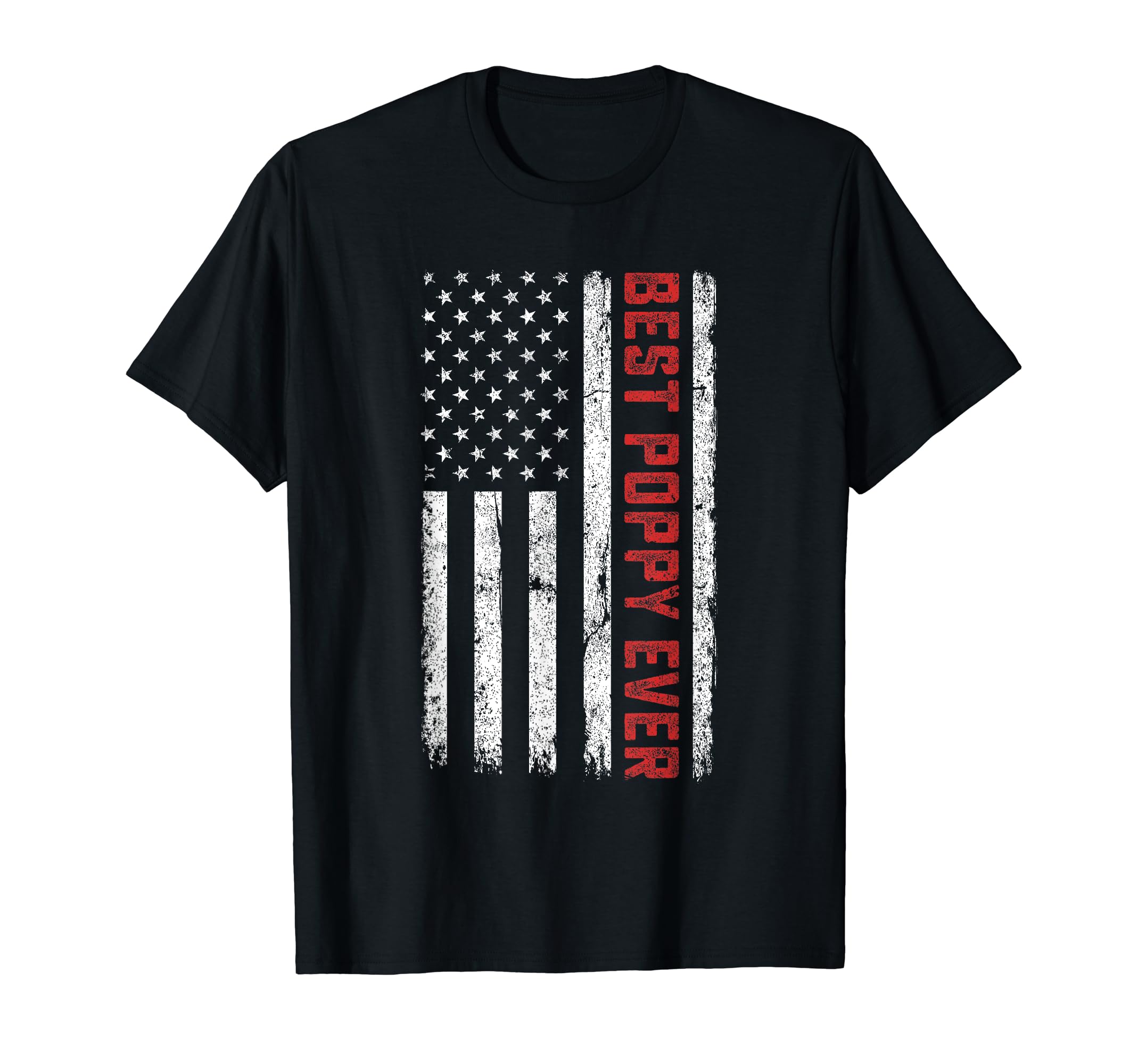 USA American Flag Best Poppy Ever Retro Fathers Day T-Shirt