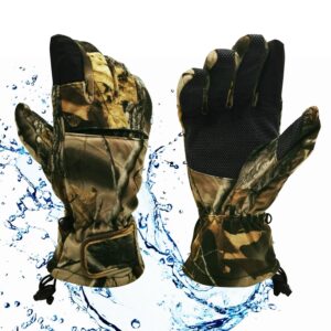 intra-fit camo hunting gloves,full finger,anti-slip,water resistant ski glove for cold weather(xl)