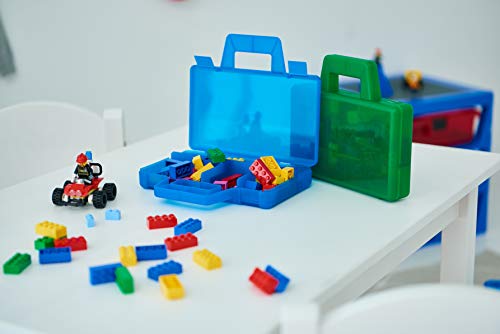 ROOM Copenhagen, Lego Sorting Box to-Go - Travel Case with Organizing Dividers - Blue