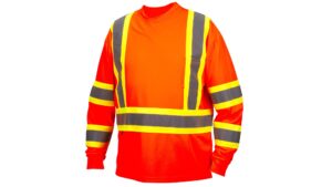 pyramex rclts3120l rclts31 series long sleeve t-shirts long sleeve moisture wicking t-shirt in orange - large