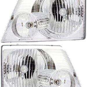 For Ford Explorer Headlights Lamps Set 2002 2003 2004 2005 Halogen Driver and Passenger Side