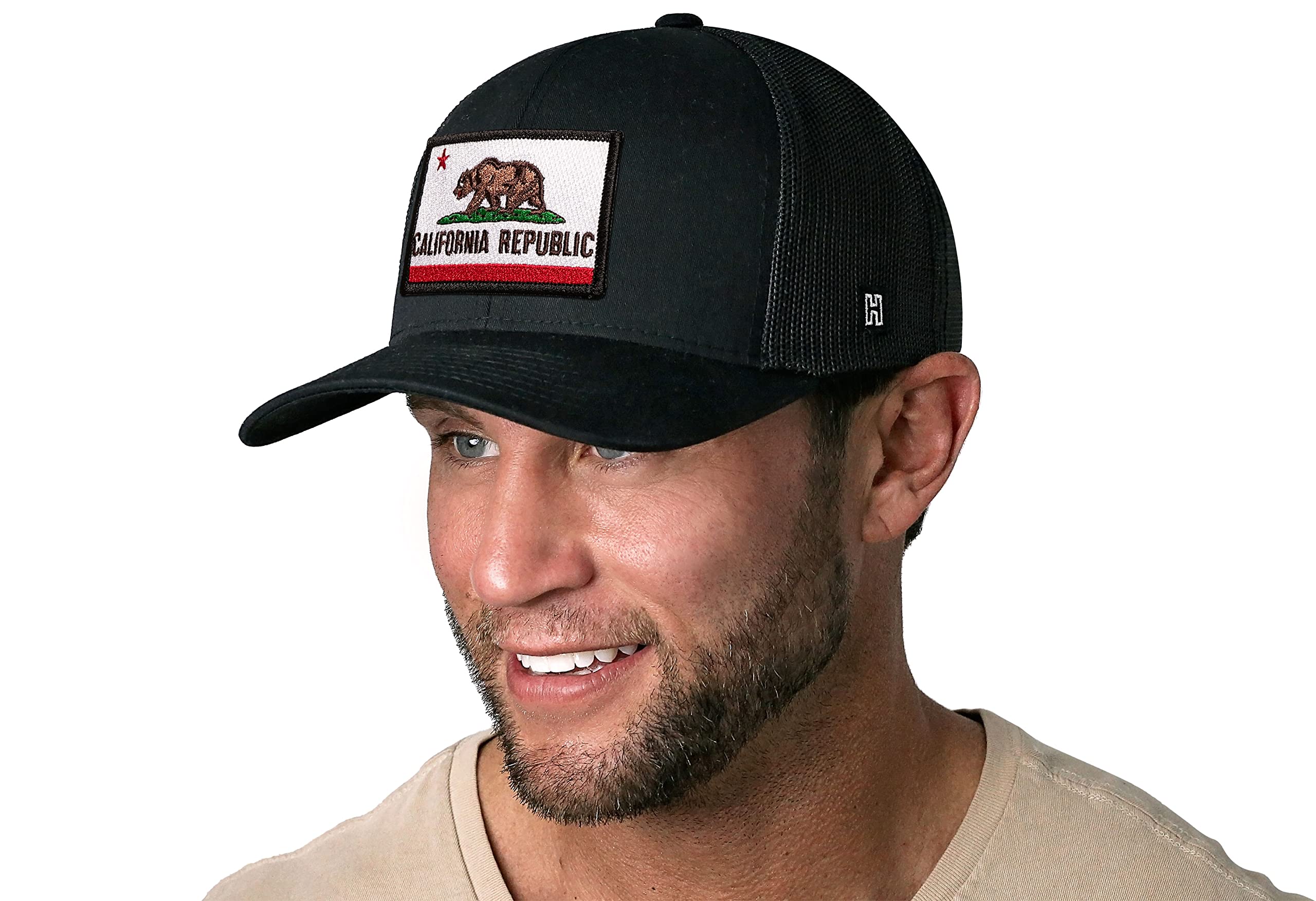 HAKA California Flag Hat – California Republic Trucker Hat CA Baseball Cap Snapback Black