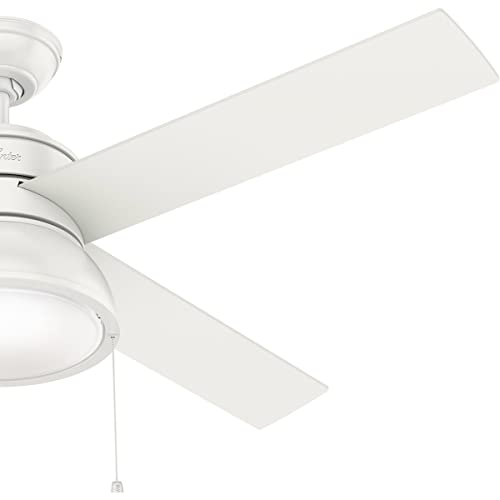 Hunter Fan Company, 54151, 52 inch Loki Fresh White Ceiling Fan with LED Light Kit and Pull Chain