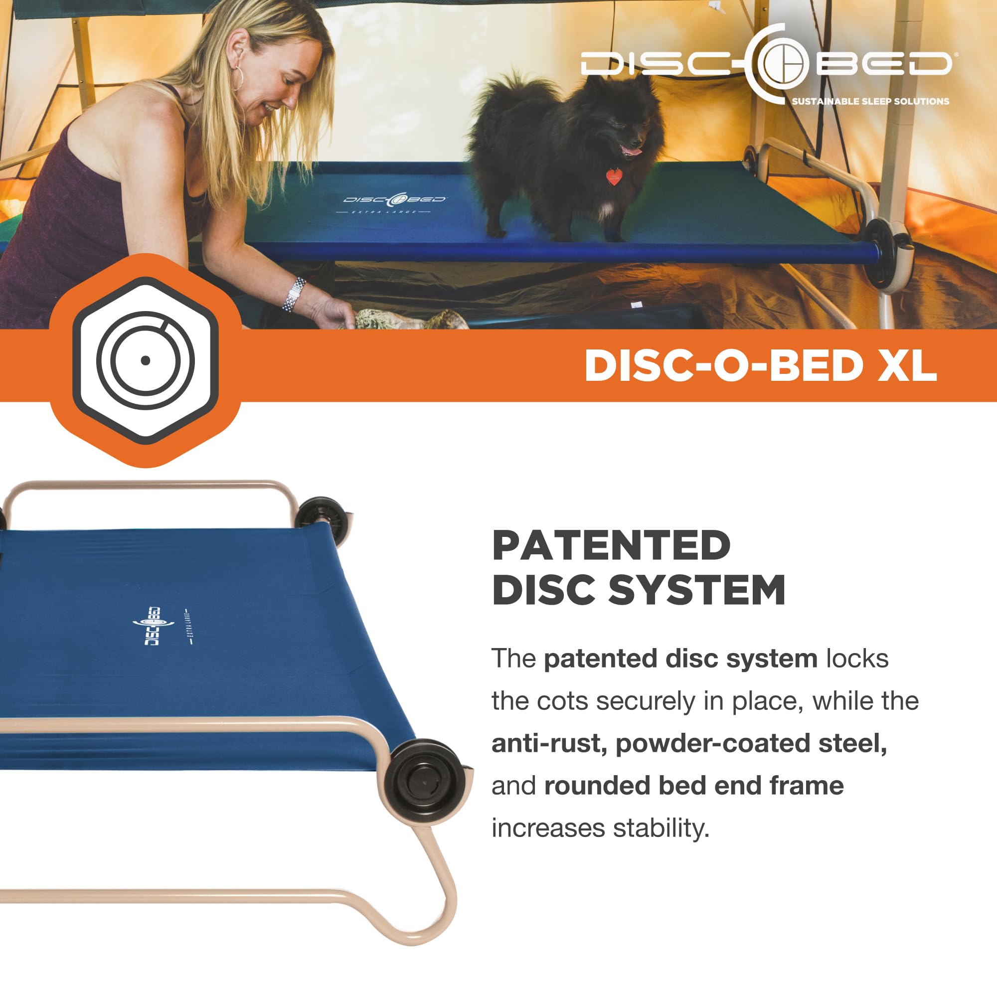 Disc-O-Bed Extra Large, with 2 Side Organizers, Navy