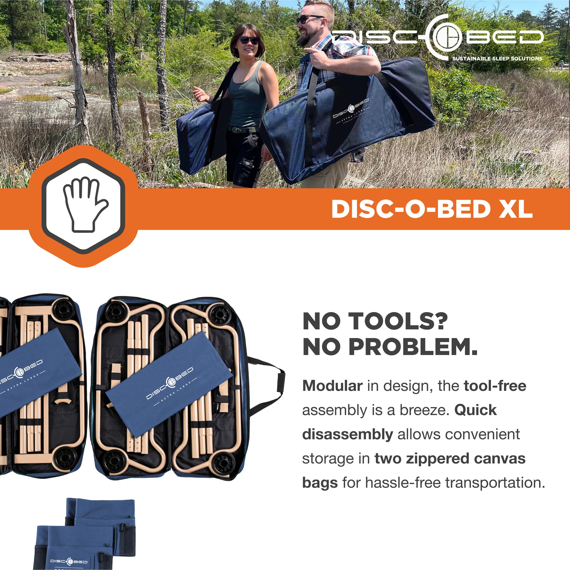 Disc-O-Bed Extra Large, with 2 Side Organizers, Navy