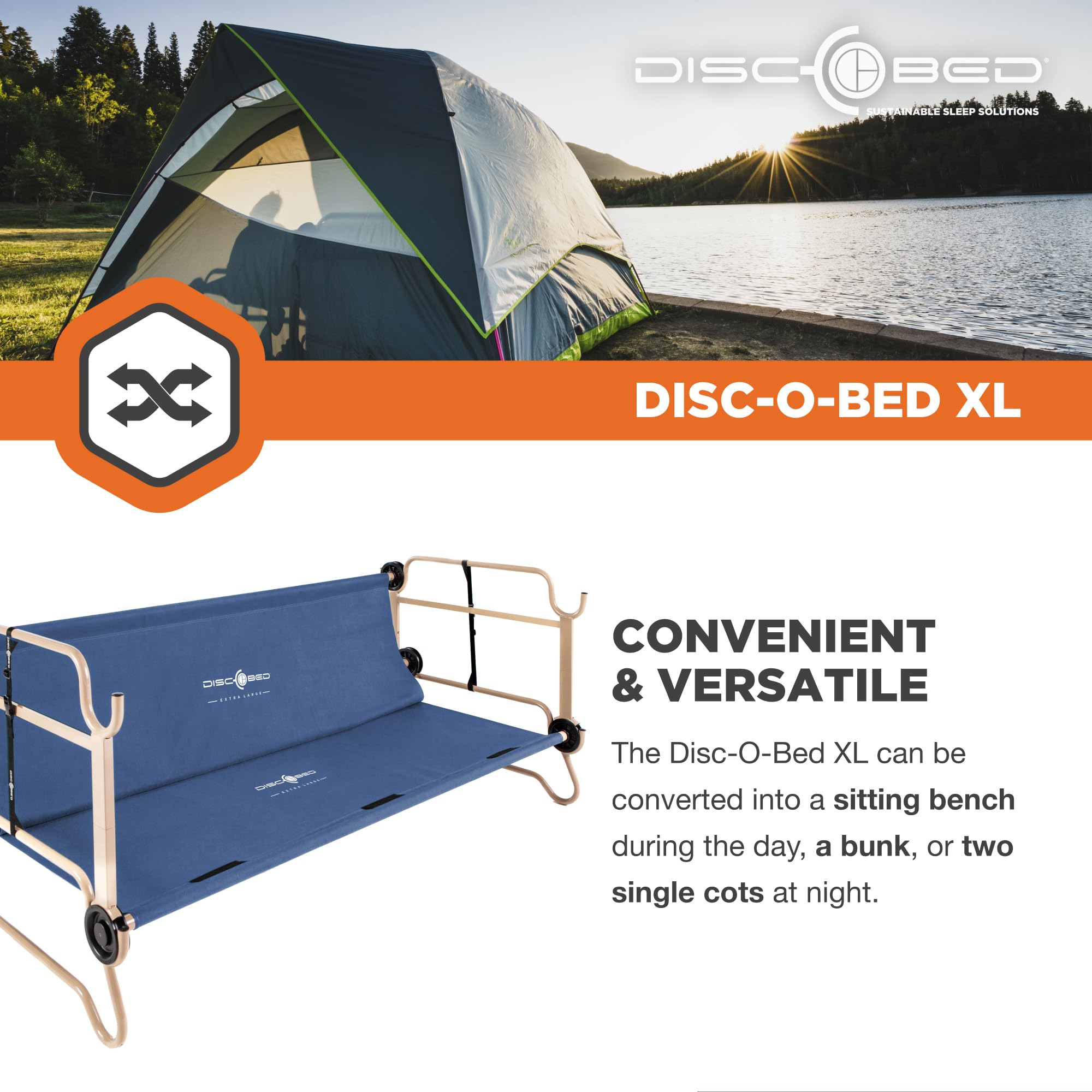 Disc-O-Bed Extra Large, with 2 Side Organizers, Navy