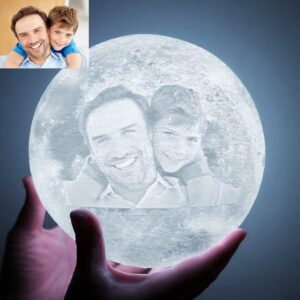 custom moon lamp with your photo text - 3d printing moon light 5.9 inch touch change 2 colors - personalized christmas birthday valentine's gift for her women wife girlfriend couple daughter son