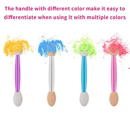 Cuttte 120PCS Disposable Dual Sides Eye Shadow Sponge Applicators with Container, 4 Colors Eyeshadow Brushes Makeup Applicator