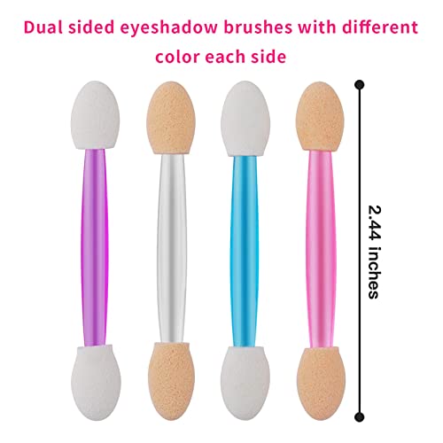 Cuttte 120PCS Disposable Dual Sides Eye Shadow Sponge Applicators with Container, 4 Colors Eyeshadow Brushes Makeup Applicator