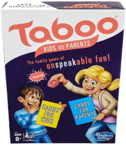 hasbro gaming taboo kids vs. parents family board game ages 8 and up