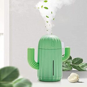 yingjee mini humidifier single room humidifiers with night light portable cactus air humidifier for for yoga, office, spa, bedroom，baby room，silica gel diffuser for tap water only(green)