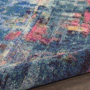 Nourison Celestial Blue/Yellow 9' x 12' Area Rug, Contemporary, Abstract, Easy Cleaning, Non Shedding, Bed Room, Living Room, Dining Room, Kitchen (9x12)