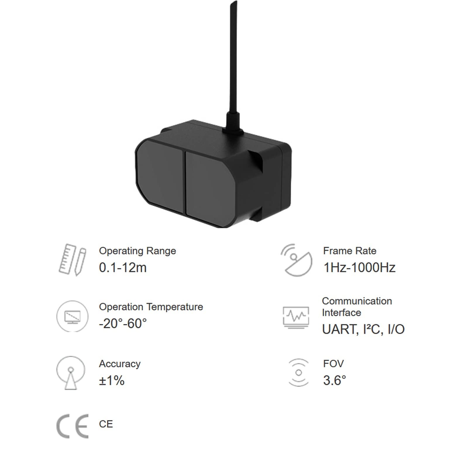 TFmini Plus Lidar Module Single-Point Micro Range Finder 0.1-12m IP65 Waterproof Dustproof Distance Sensor Obstacle Avoidance Module UART I2C IIC I/O