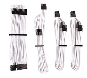 corsair premium individually sleeved psu cables starter kit – white, 2 yr warranty, for corsair psus