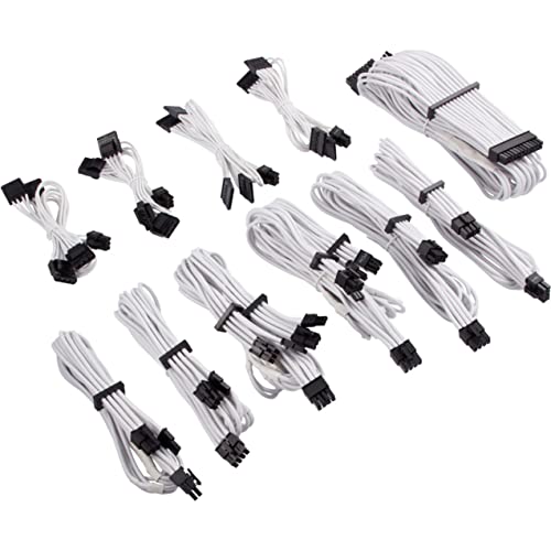 CORSAIR Premium Individually Sleeved PSU Cables Pro Kit for Corsair PSUs – White, 2 Year Warranty