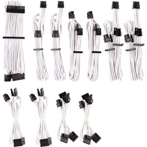 CORSAIR Premium Individually Sleeved PSU Cables Pro Kit for Corsair PSUs – White, 2 Year Warranty