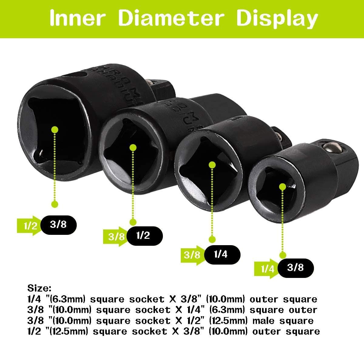 12pcs Drill Socket Adapter and Reducer Set, Extension Set Turns Power Drill Into High Speed Nut Driver. 1/4", 3/8", and 1/2" Drive …