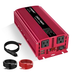 yinleader 1500 watts car power inverter 12v to 110v,dc to ac converter dual ac outlets and dual 3.1a usb ports for rv caravan truck laptop camping