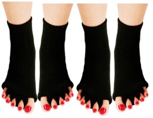 homrap toe separator yoga gym sports massage foot alignment socks 2 pairs (d)