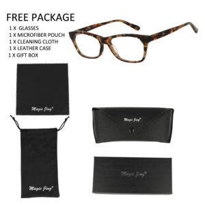 MAGIC JING Blue Light Blocking Computer Gaming Glasses Anti Glare UV Protection Rectangle Eyeglasses For Men And Women (Tortoise)