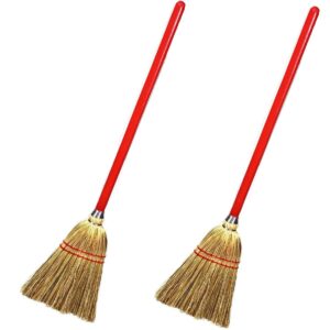 rocky mountain goods small broom for kids and toddlers - solid wood handle with 100% natural broom corn bristles - ideal kids size 34” - heavy duty durability - toy broom (2)