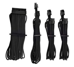 corsair premium individually sleeved psu cables starter kit – black, 2 yr warranty, for corsair psus