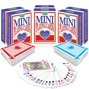 gamie 2.5 inch mini playing cards- pack of 6 decks- miniature card set- small casino game cards for kids, men, women- novelty gift, magic party favor for boys girls, decoration idea