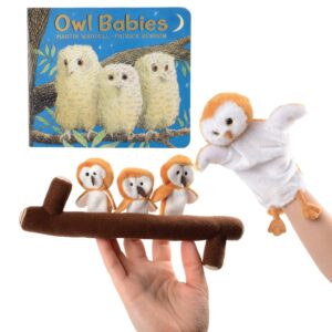 constructive playthings owl babies story telling puppets with branch and board book