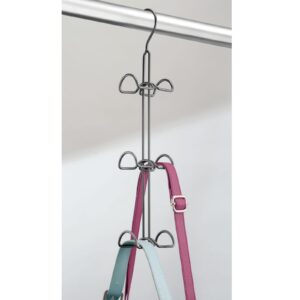 mDesign Metal Wire Over The Closet Rod Hanging Storage Organizer Hanger for Storing and Organizing Purses, Backpacks, Satchels, Crossovers, Handbags - 2 Pack - Graphite Gray