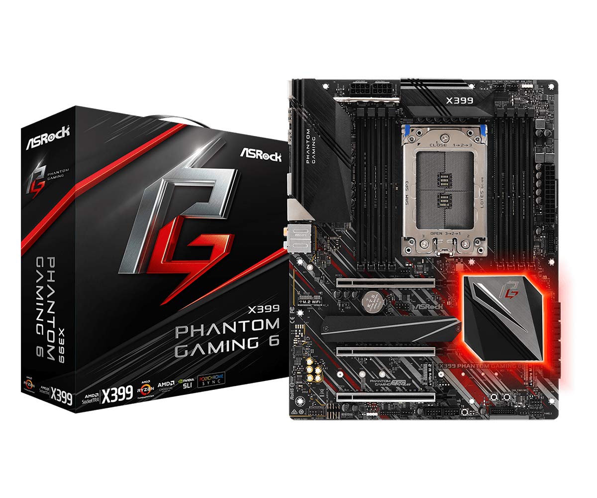 ASROCK Socket TR4 AMD X399, with Chips ATX Gaming Motherboard X399 Phantom Gaming 6