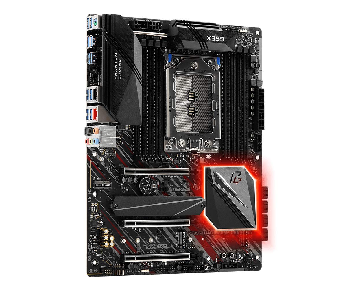 ASROCK Socket TR4 AMD X399, with Chips ATX Gaming Motherboard X399 Phantom Gaming 6