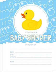 24 rubber ducky baby shower invitations 5x7 invites with 24 white envelopes