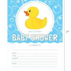 24 Rubber Ducky Baby Shower Invitations 5x7 Invites with 24 White Envelopes