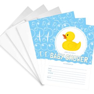 24 Rubber Ducky Baby Shower Invitations 5x7 Invites with 24 White Envelopes