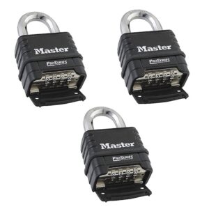 MasterLock 1178D Combination Padlock, Die Cast Body, 3 Pack Black/Silver (Keyed Different)