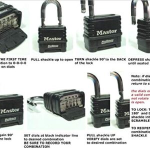 MasterLock 1178D Combination Padlock, Die Cast Body, 3 Pack Black/Silver (Keyed Different)