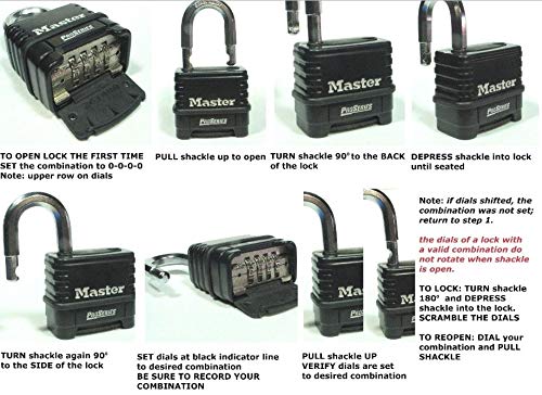 MasterLock 1178D Combination Padlock, Die Cast Body, 3 Pack Black/Silver (Keyed Different)