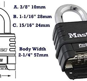 MasterLock 1178D Combination Padlock, Die Cast Body, 3 Pack Black/Silver (Keyed Different)