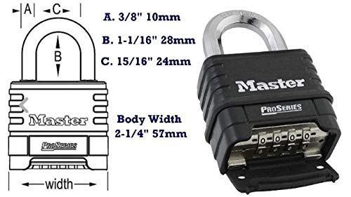 MasterLock 1178D Combination Padlock, Die Cast Body, 3 Pack Black/Silver (Keyed Different)