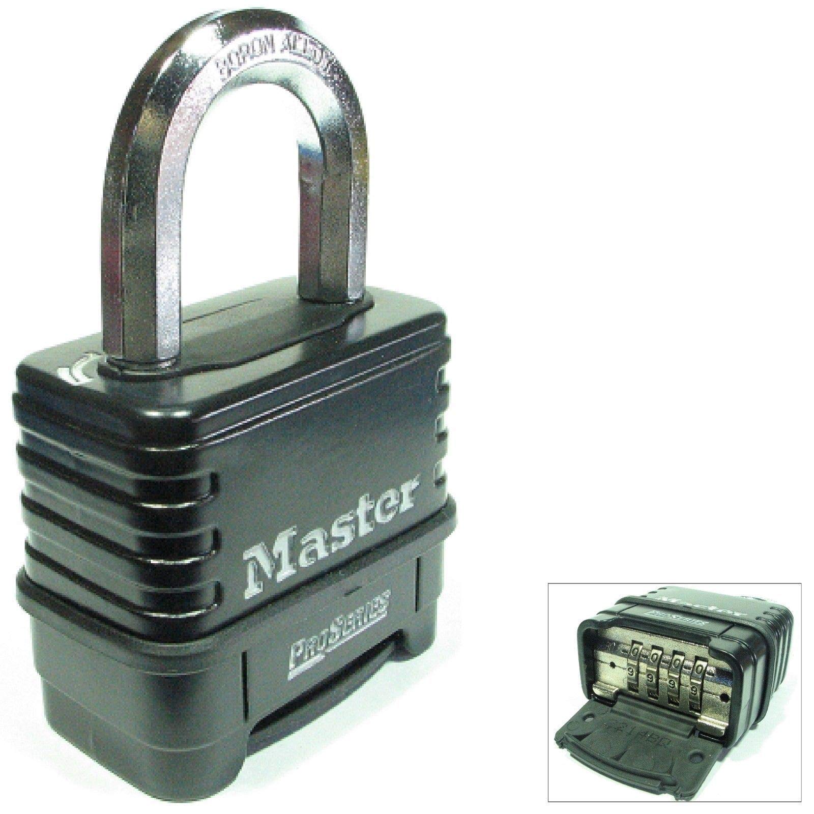 MasterLock 1178D Combination Padlock, Die Cast Body, 3 Pack Black/Silver (Keyed Different)